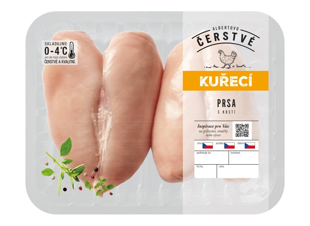 Kuřecí prsa s kostí chlazená | 1,3 kg | Albert