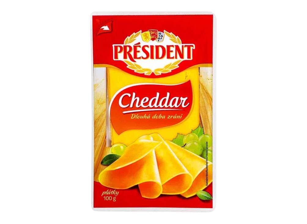 Président Cheddar 52% plátky | 100 g | Albert